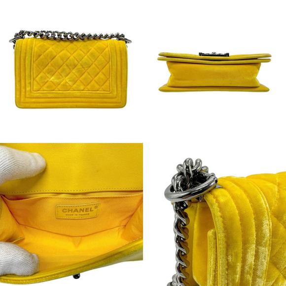 CHANEL | Bags | Chanel Shoulder Bag Boy Chanel Velvet Metal Yellow ...